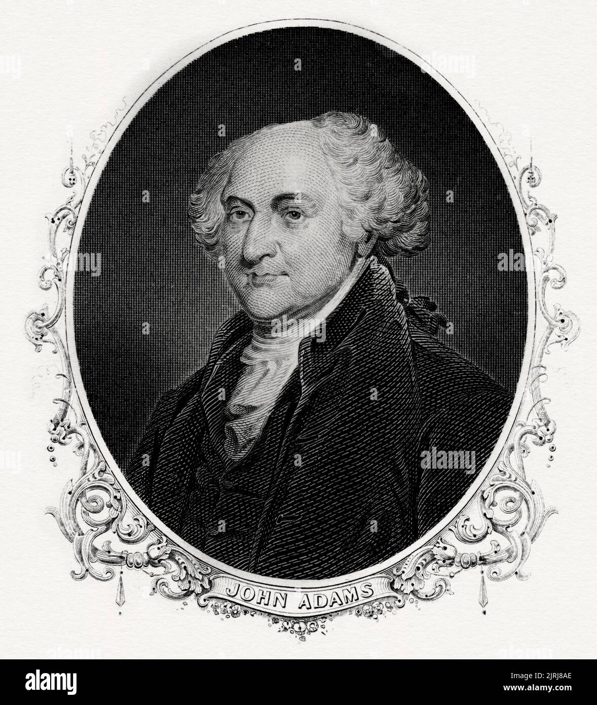 An engraved portrait of John Adams as President - he was the second ...