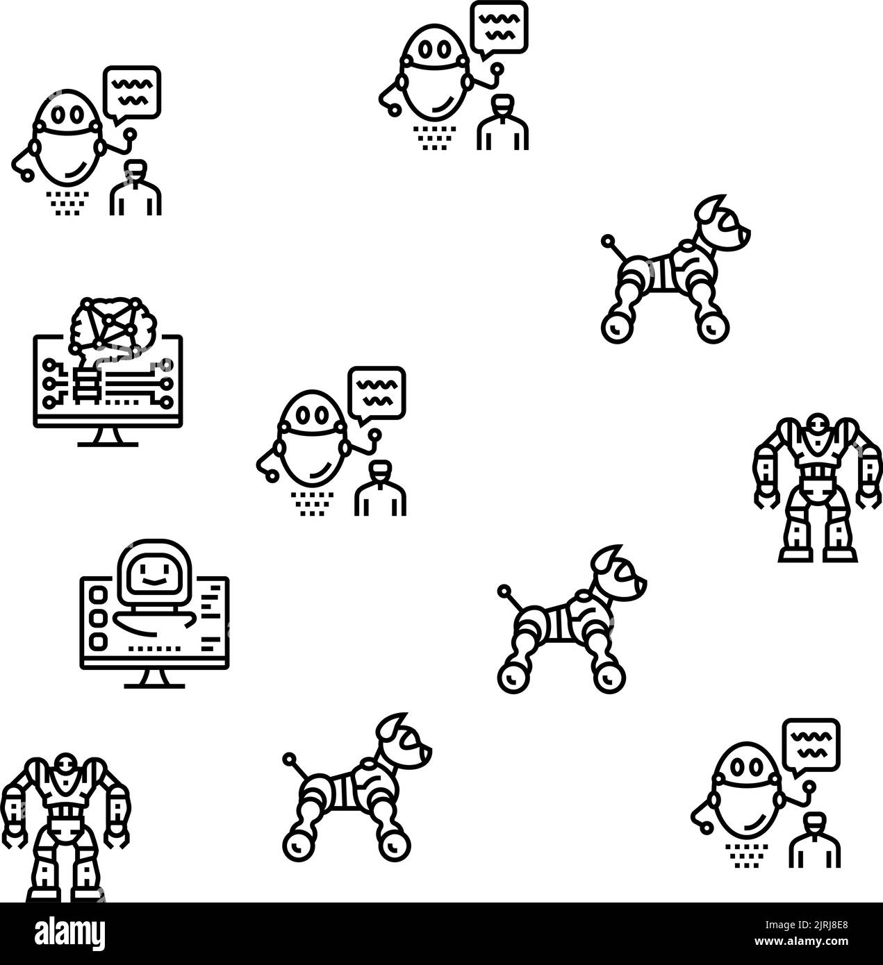 Robot Development And Industry vector seamless pattern Stock Vector ...