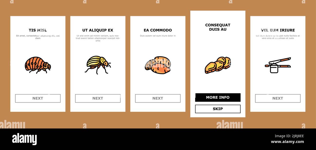 potato vegetable food raw fresh onboarding icons set vector Stock ...