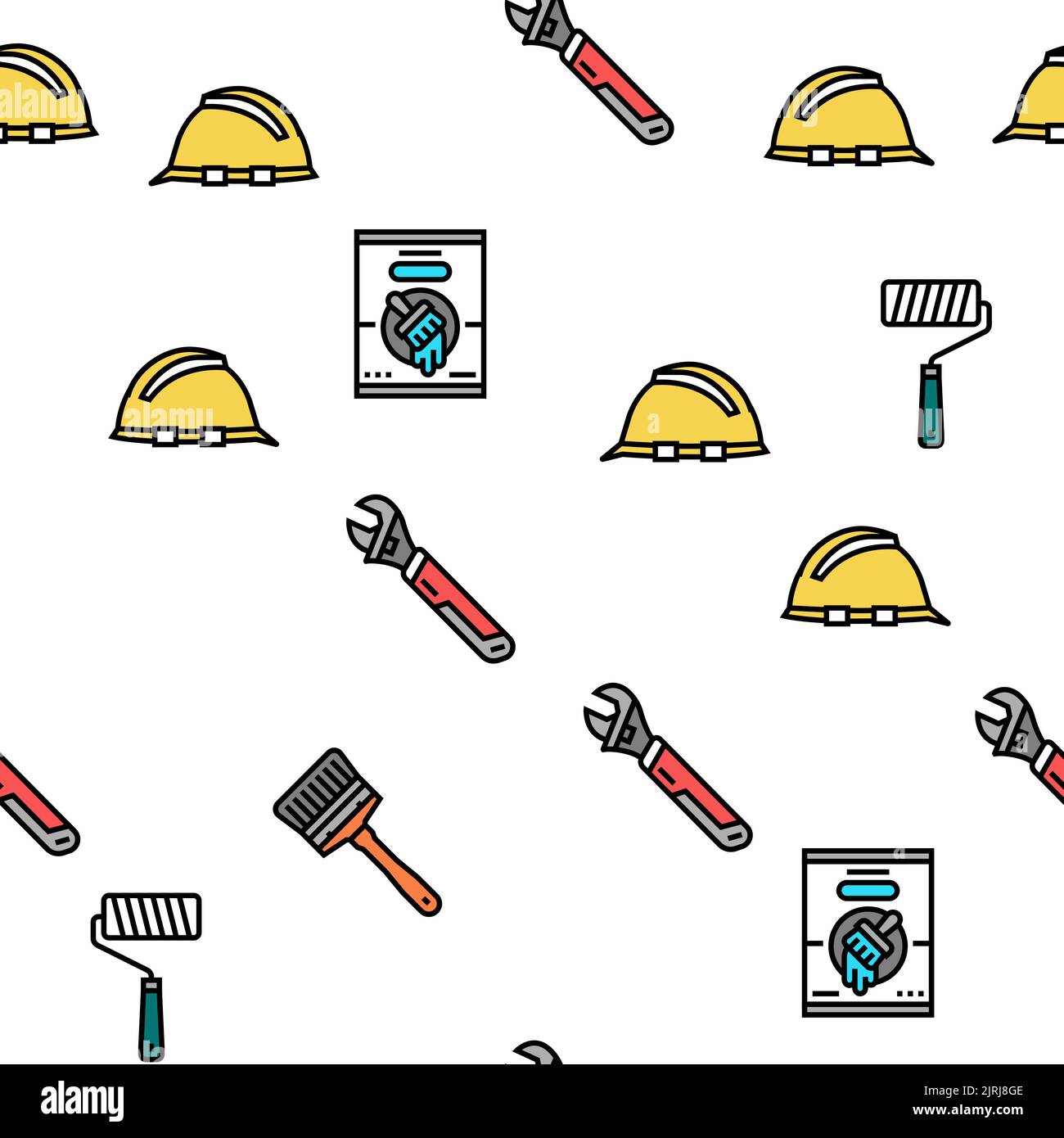 building tool hammer repair drill vector seamless pattern Stock Vector ...