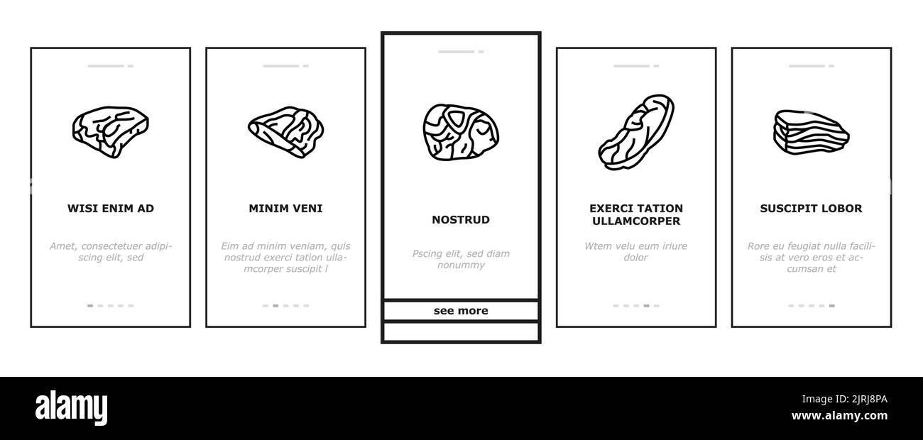 Beef Meat Nutrition Production onboarding icons set vector Stock Vector ...
