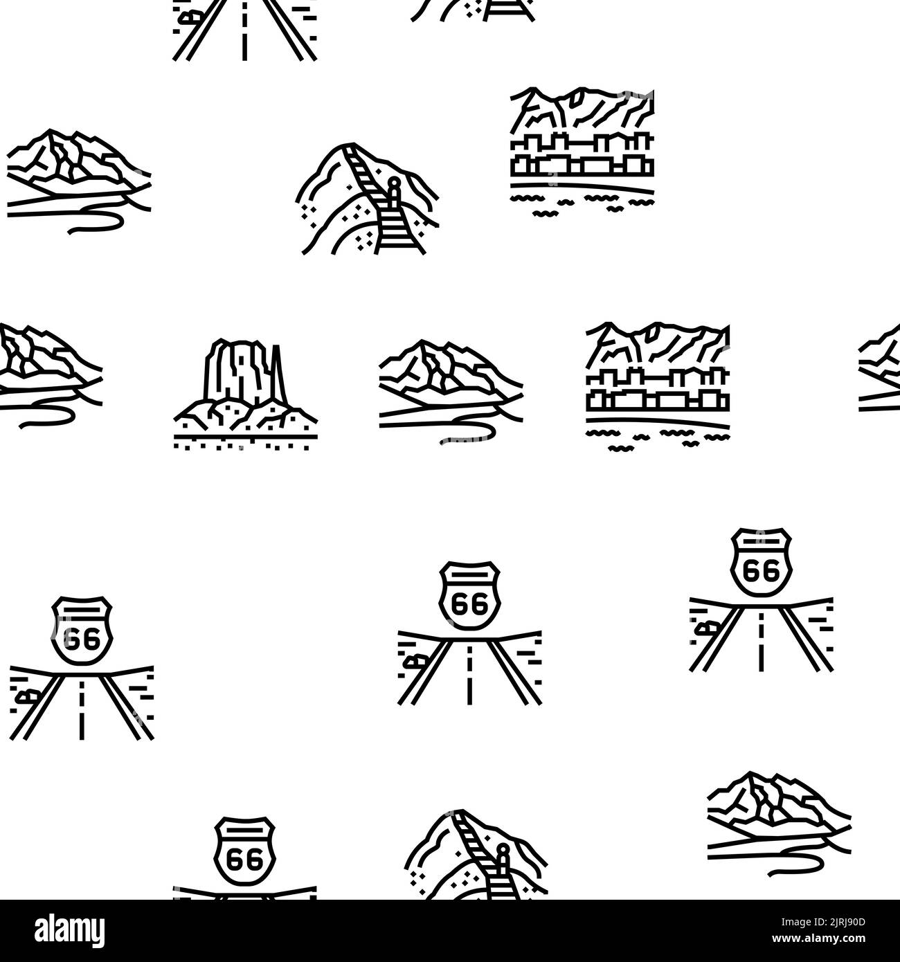 North America Famous Landscape vector seamless pattern Stock Vector ...