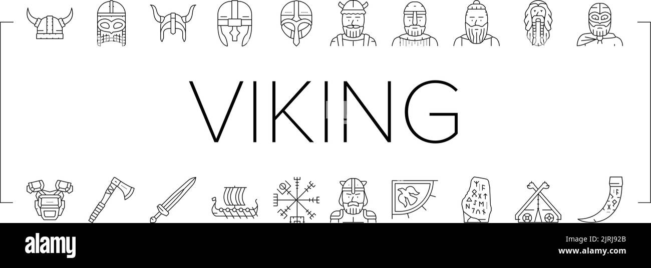 viking medieval norse helmet icons set vector Stock Vector Image & Art ...
