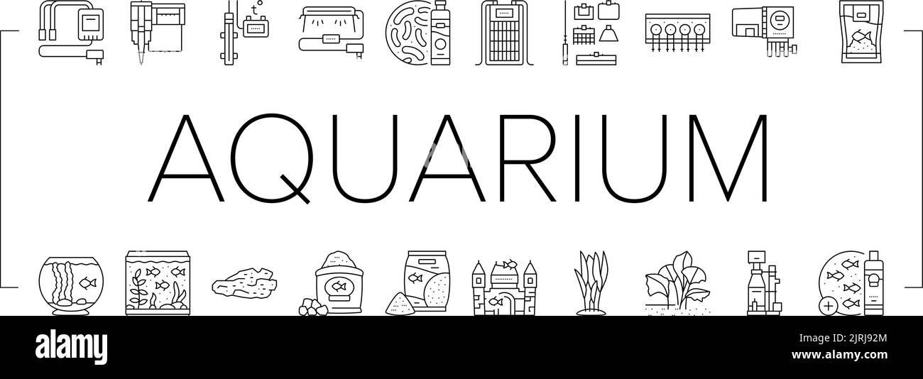 aquarium fish water sea tank icons set vector Stock Vector Image & Art ...