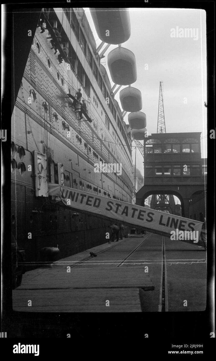 United States steamship at London wharf, 1930s, England, by Eric Lee ...