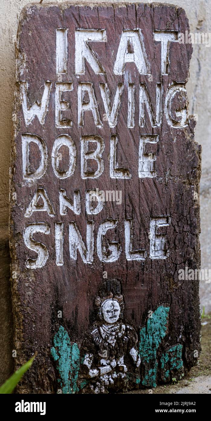 Sign saying Ikat Weaving double and single Stock Photo - Alamy