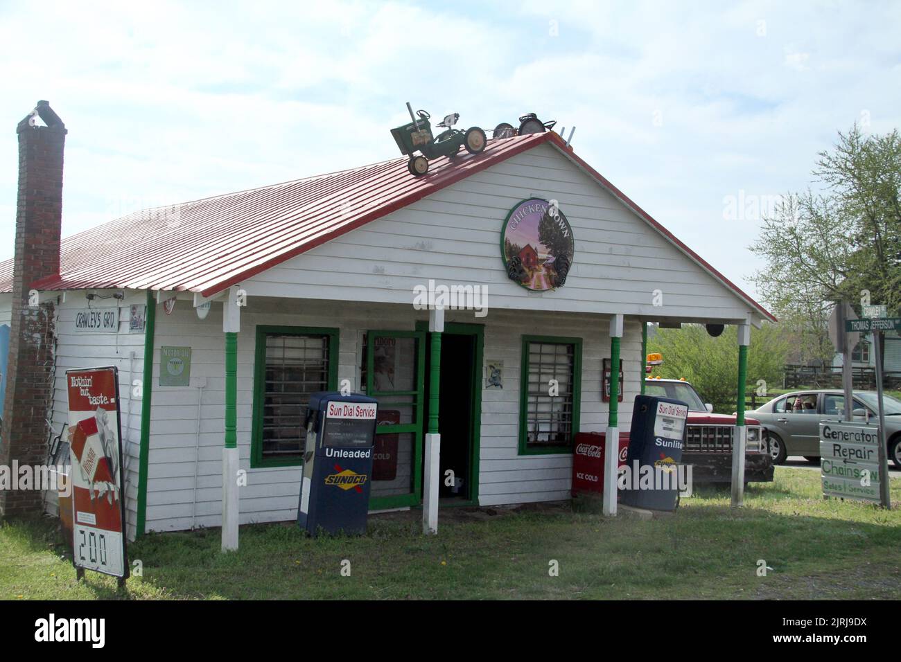 Small grocery shop in Virginia's countryside, USA. "Chicken Town" is ...