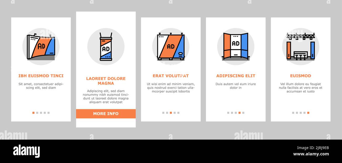 stand trade show event booth onboarding icons set vector Stock Vector ...