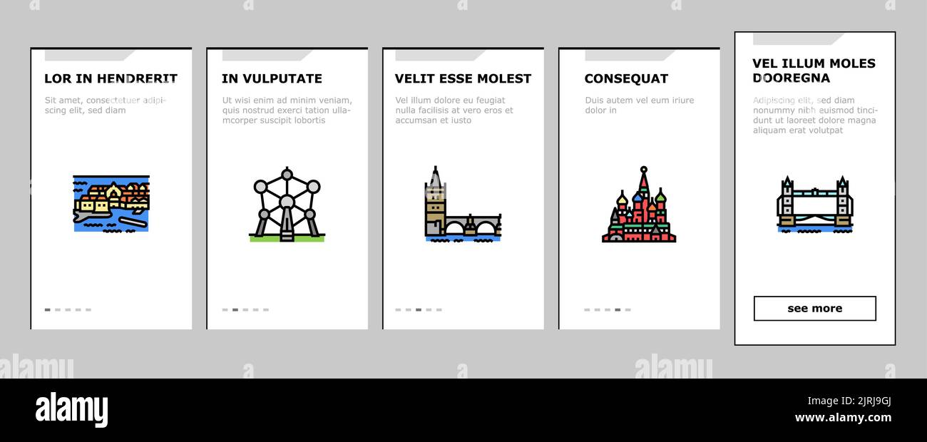 Europe Monument Construction onboarding icons set vector Stock Vector ...