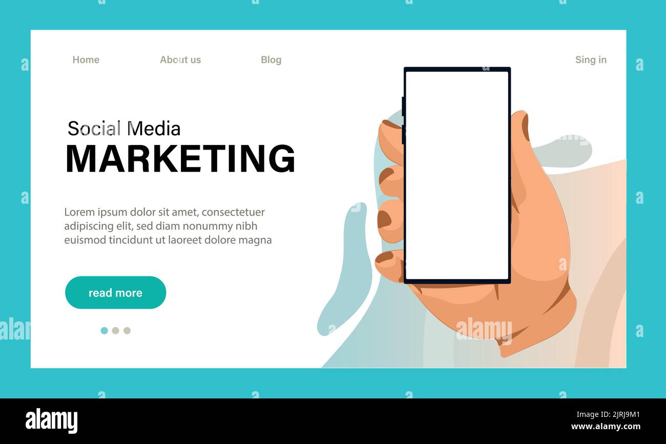 Landing page template of Social media marketing. Modern flat design ...