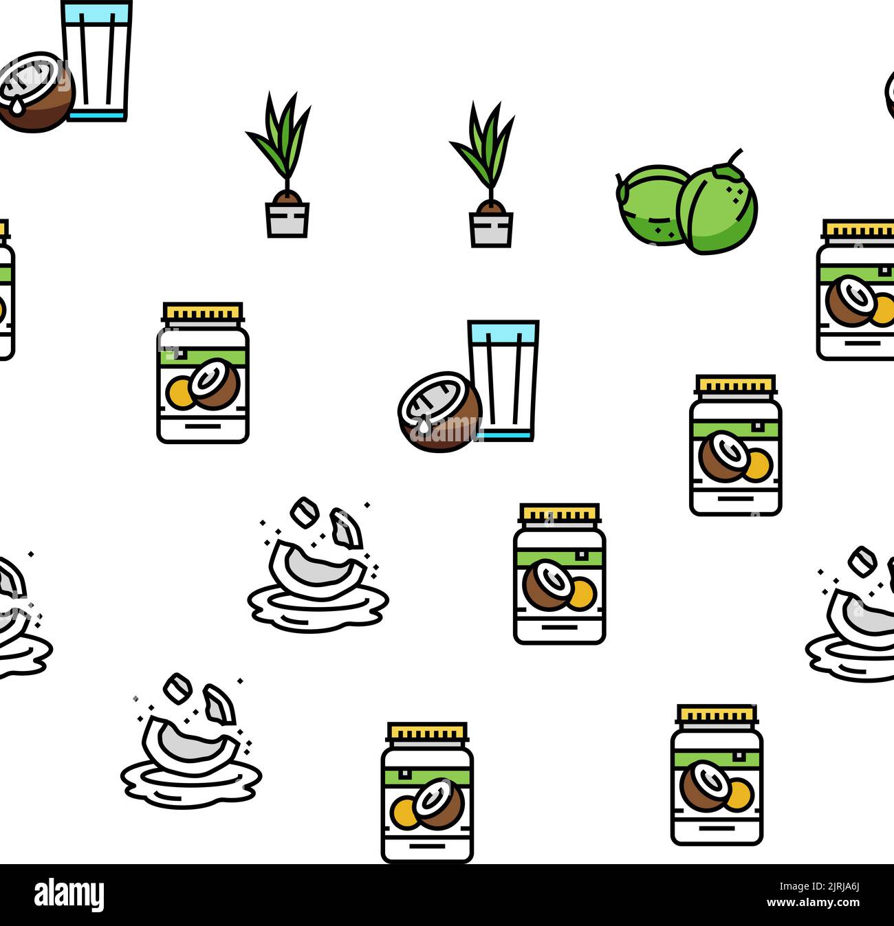 coconut coco fruit fresh white vector seamless pattern Stock Vector ...