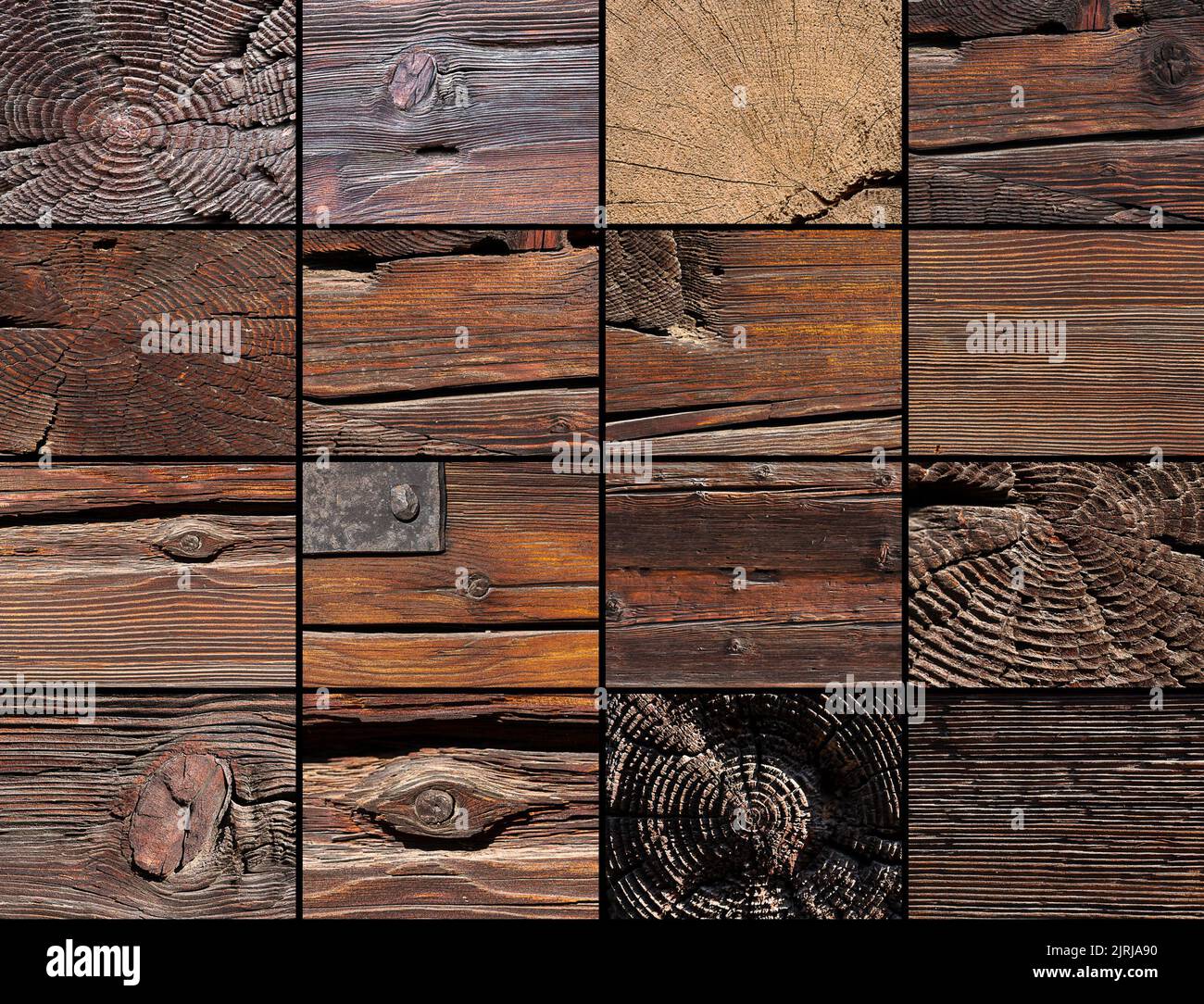 Collection of weathered cracked wood beam surfaces with nice rough ...