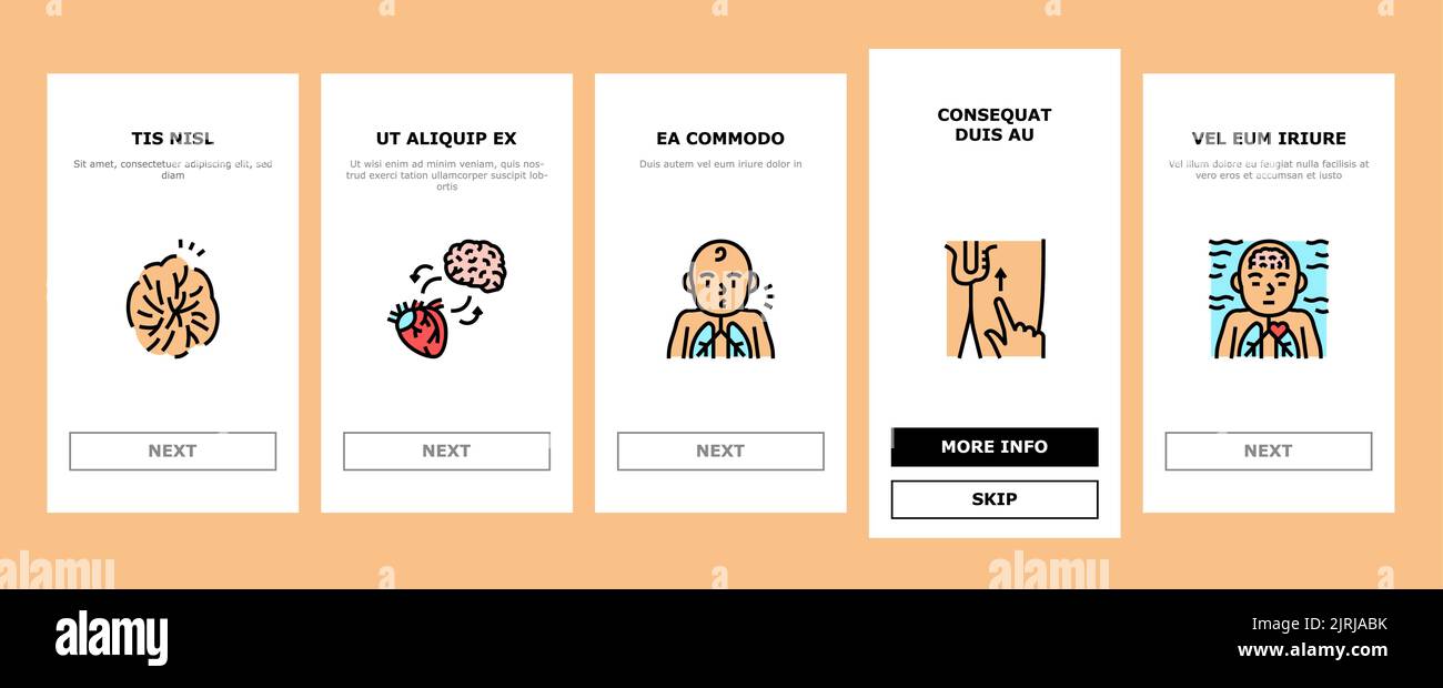 Reflex Of Human Neurology System onboarding icons set vector Stock ...