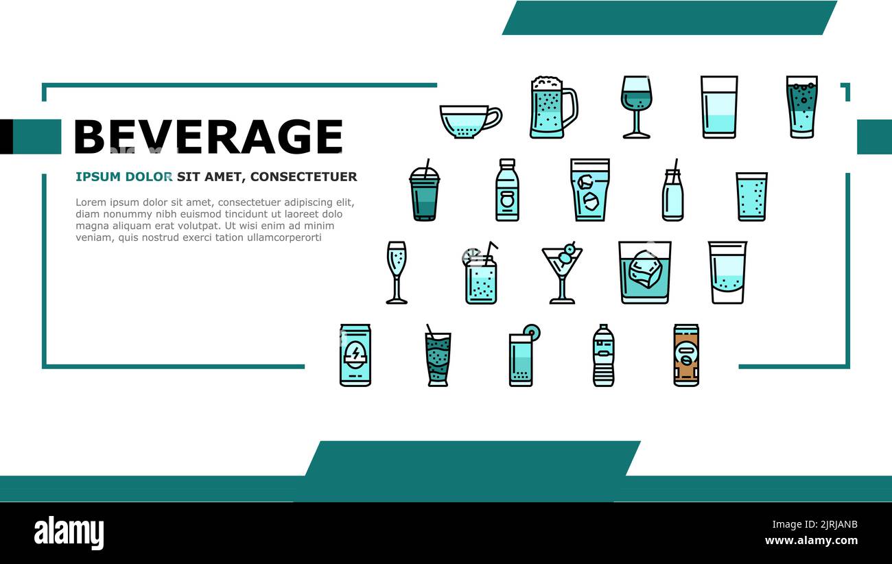 beverage drink juice fresh water landing header vector Stock Vector ...