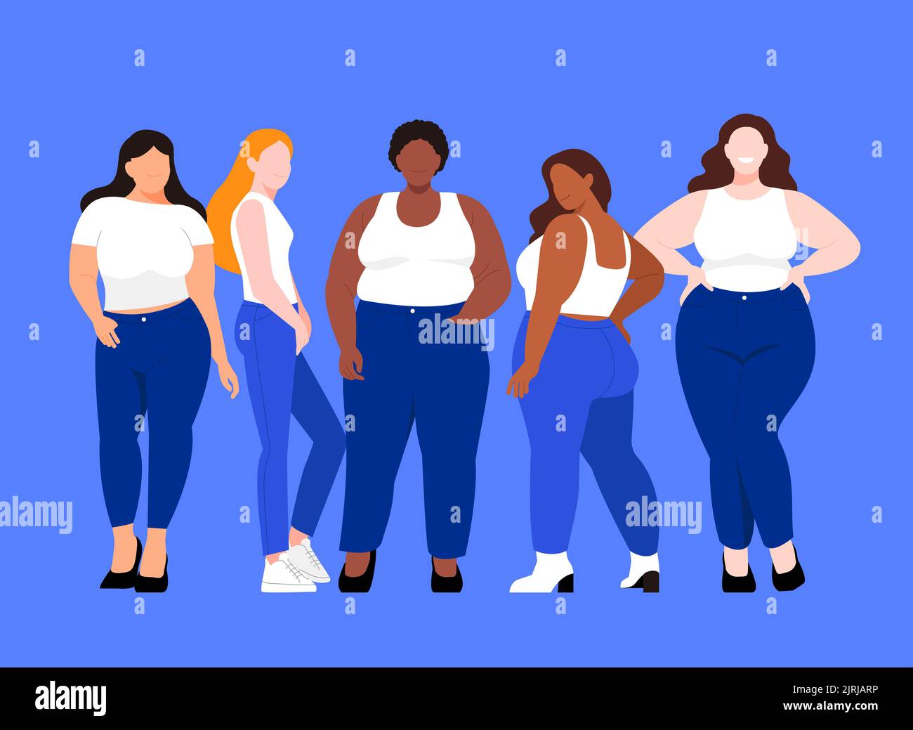 Group Of Women Silhouette Confidence And Body Positive Concept Stock