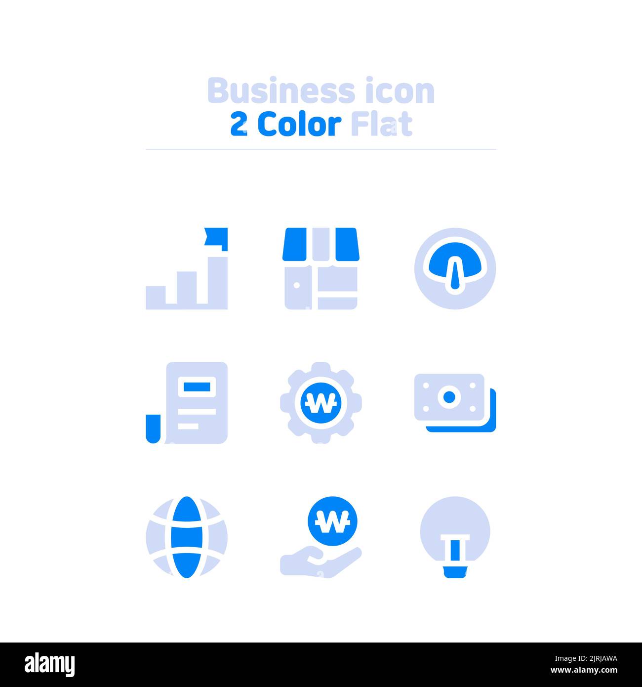 two tone colored flat business icon set Stock Photo - Alamy