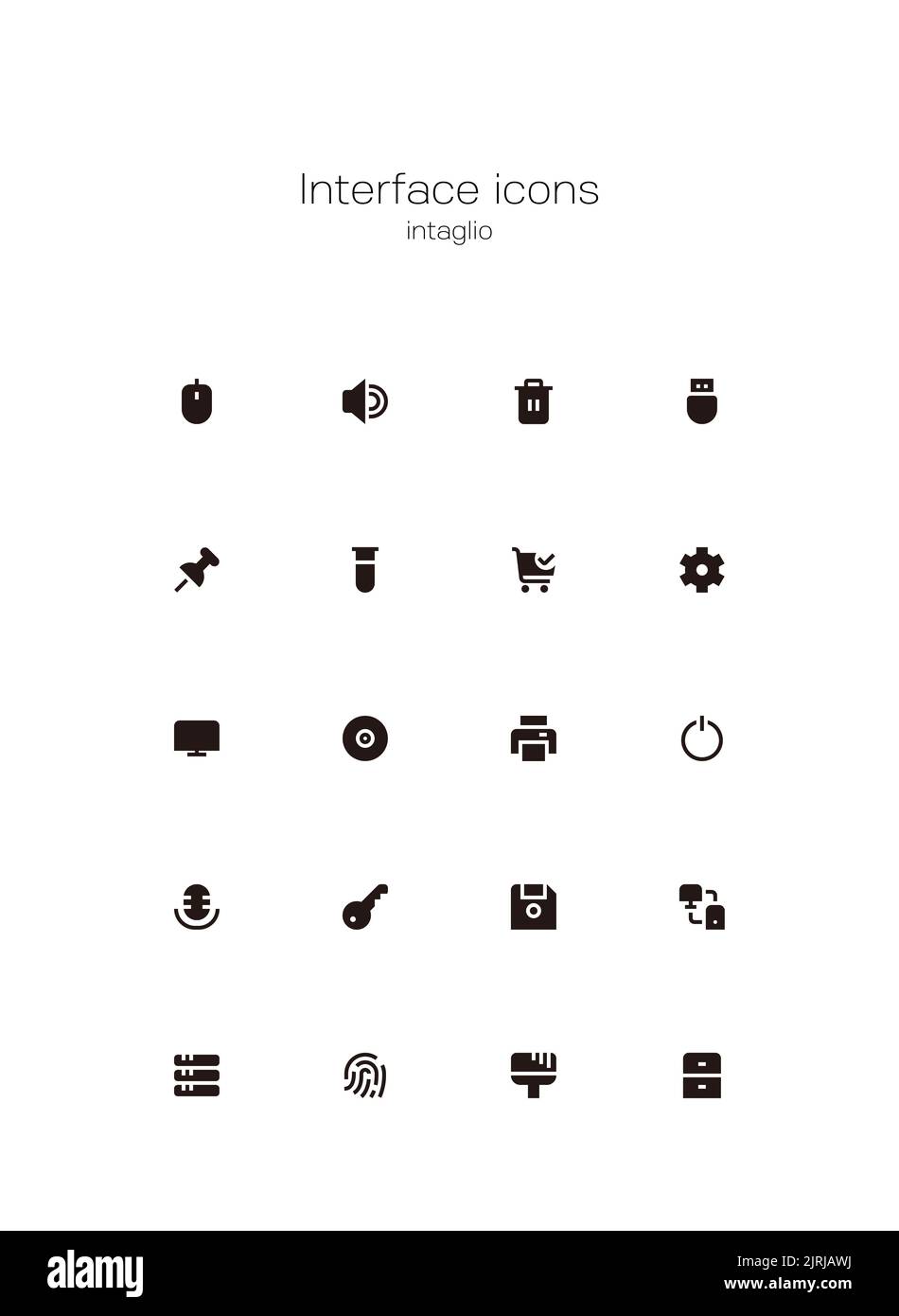 UI UX display interface related minimal black colored icon set Stock ...