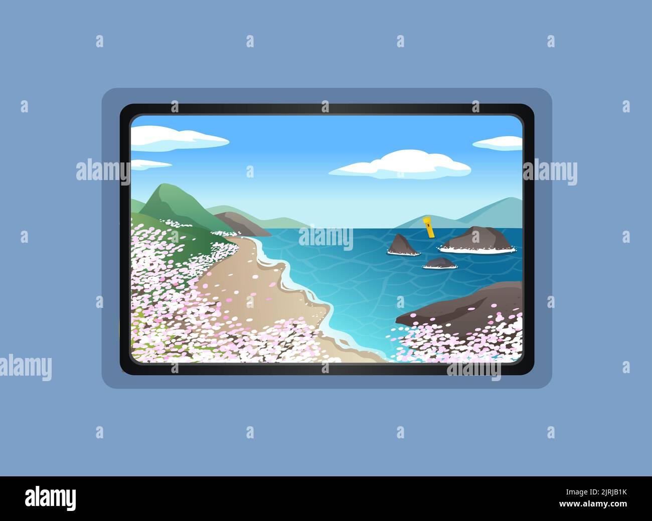 Summer beach landscape, scenery from train window Stock Photo - Alamy