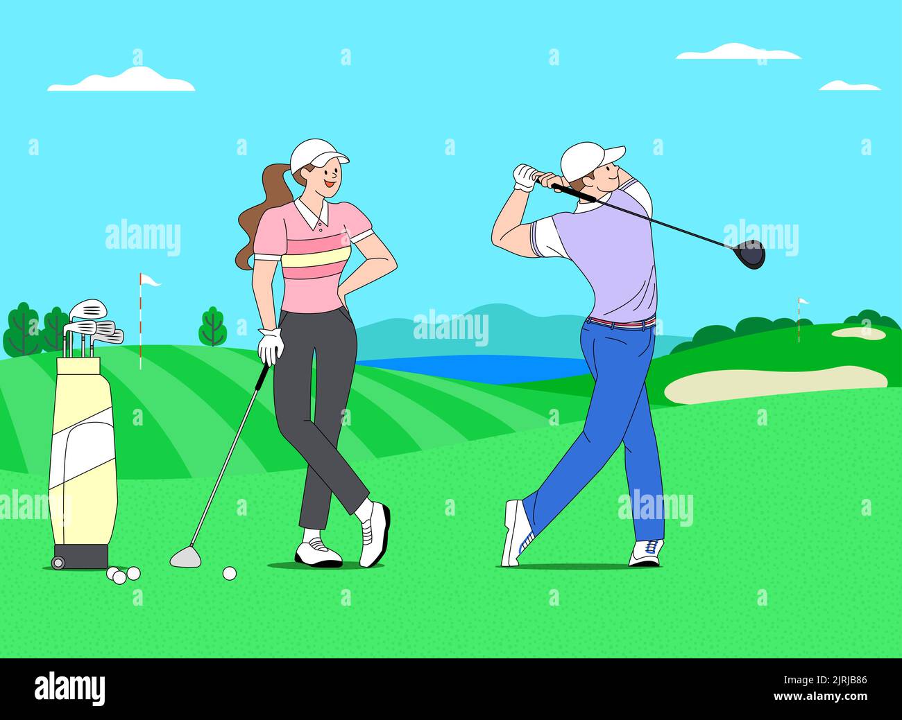 people playing golf golf lessons Stock Photo - Alamy