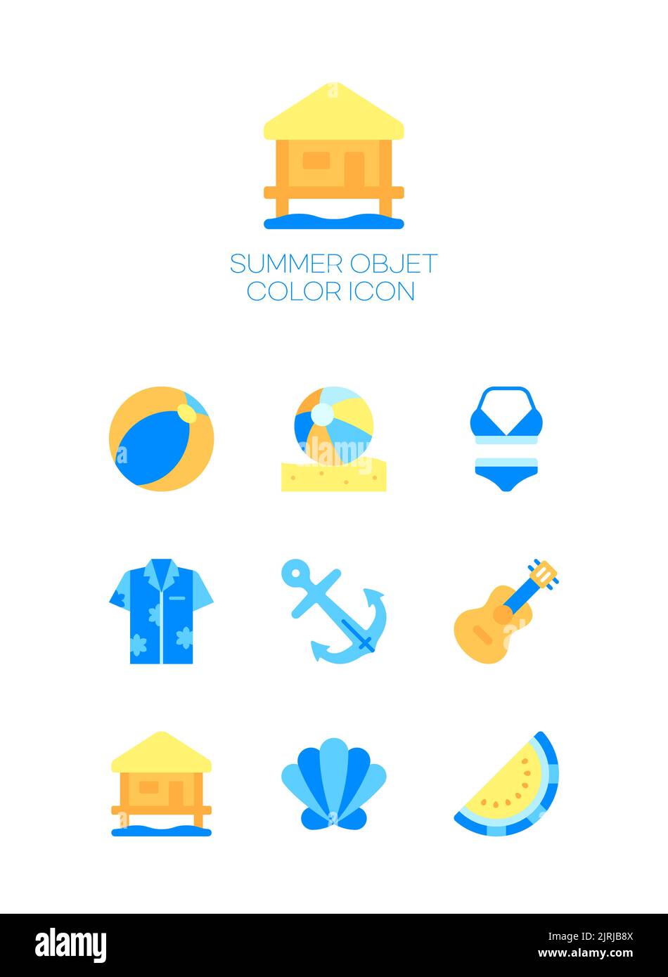 summer object vector icon series Stock Photo - Alamy