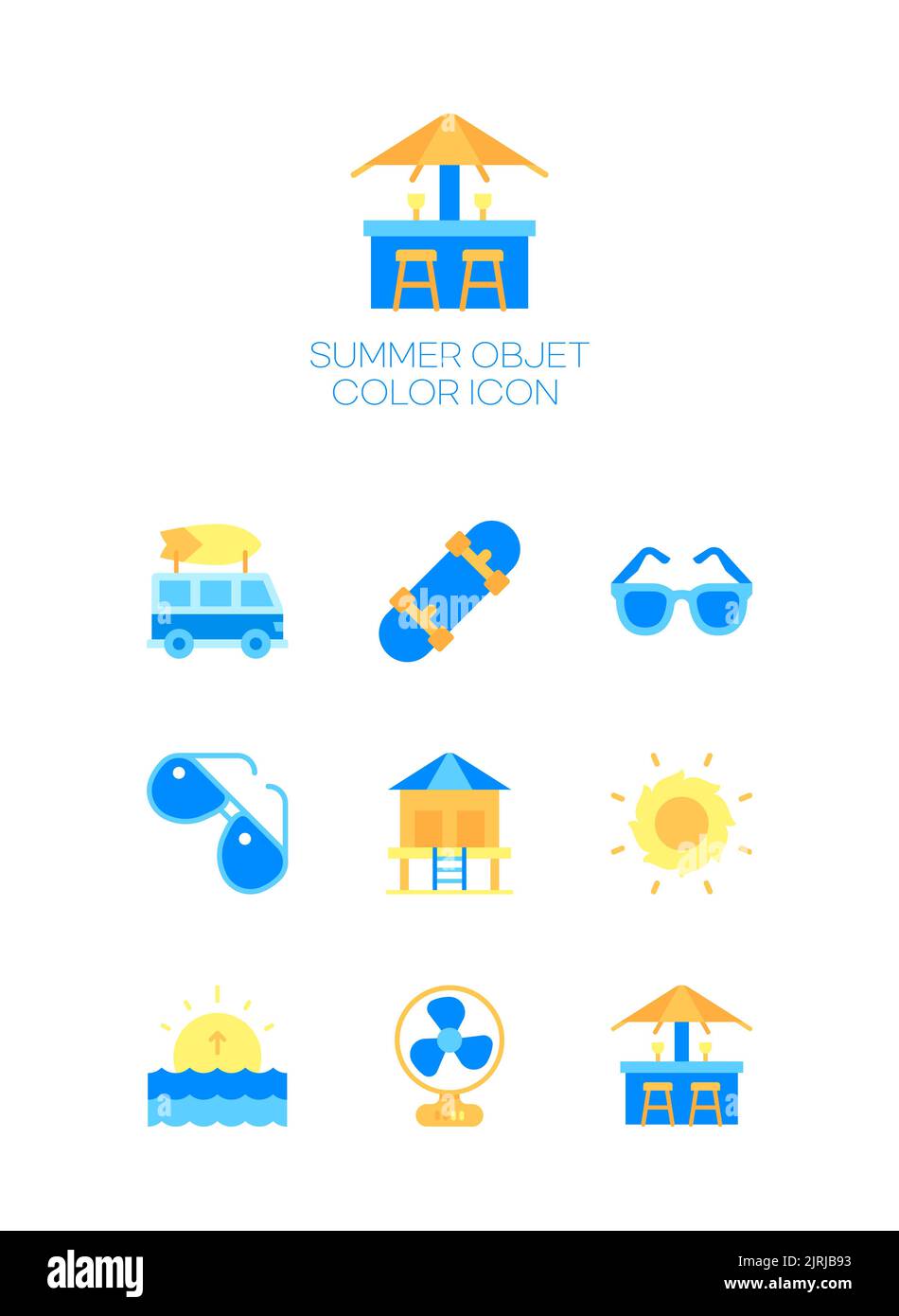 summer object vector icon series Stock Photo - Alamy
