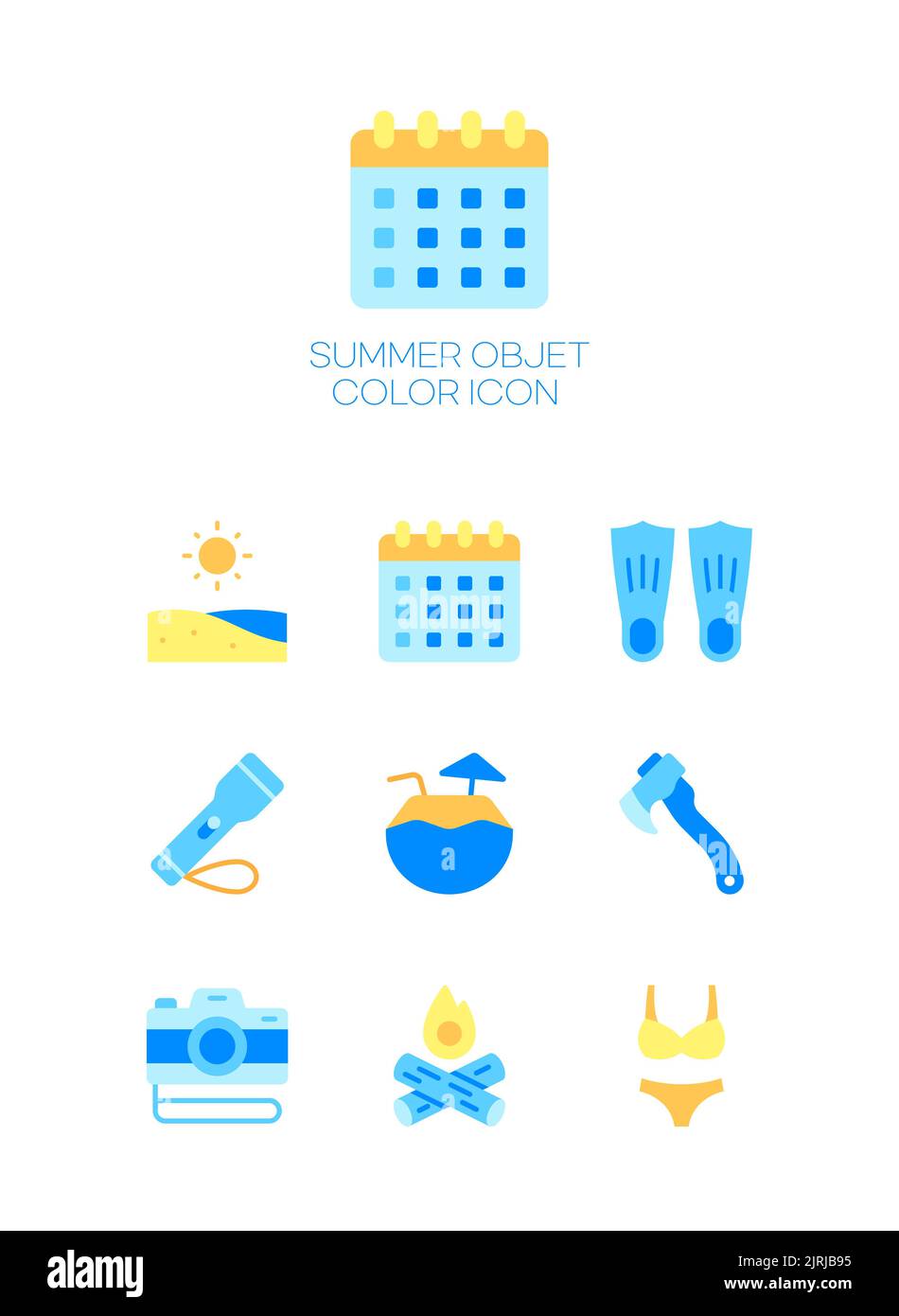 summer object vector icon series Stock Photo - Alamy
