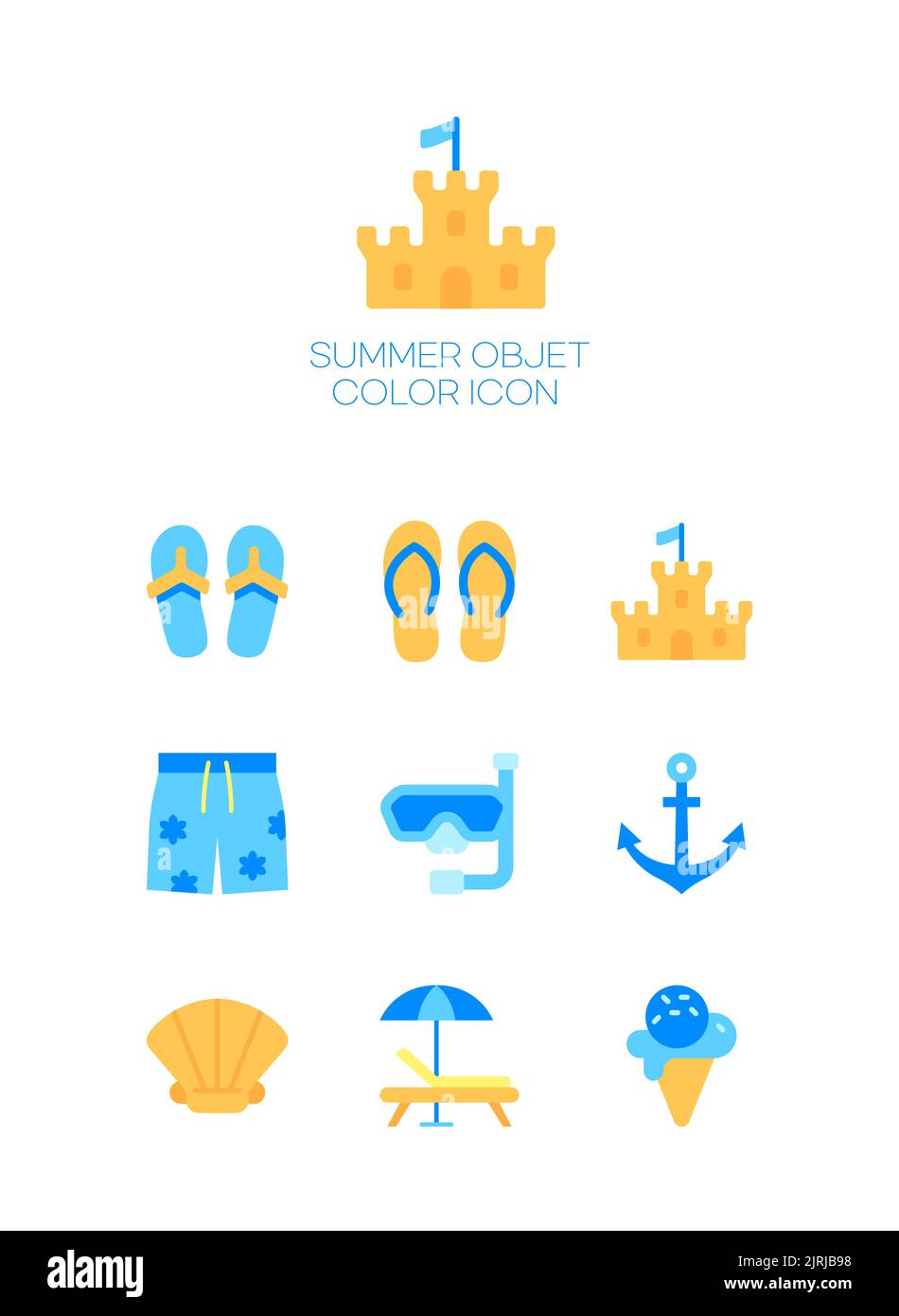 summer object vector icon series Stock Photo - Alamy