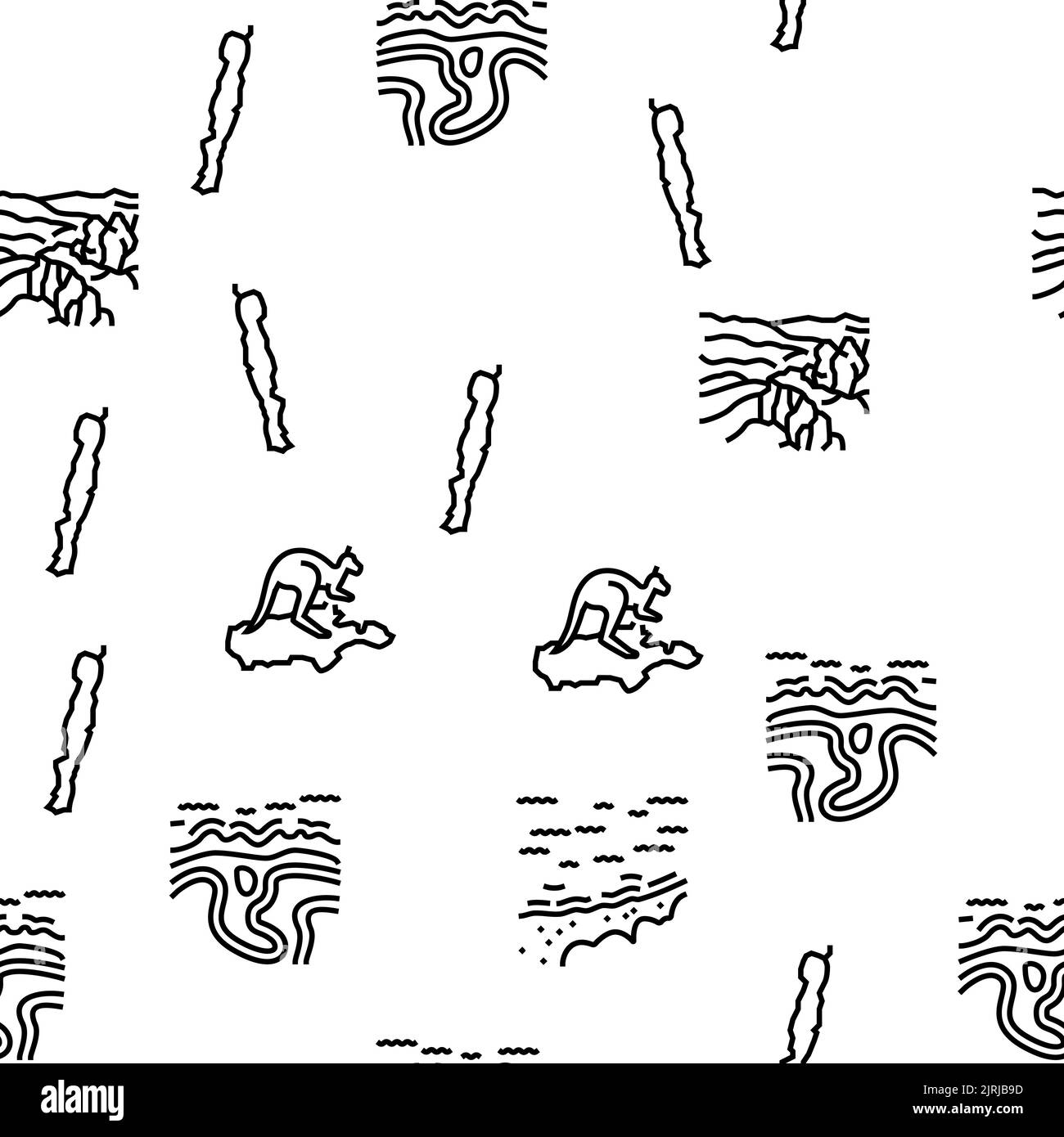 Australia Continent Landscape vector seamless pattern Stock Vector ...