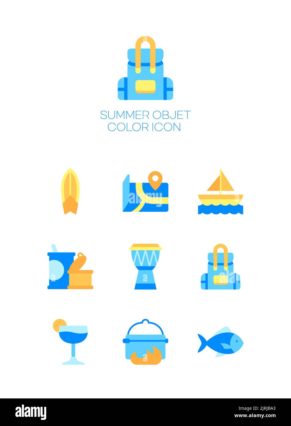 summer object vector icon series Stock Photo - Alamy