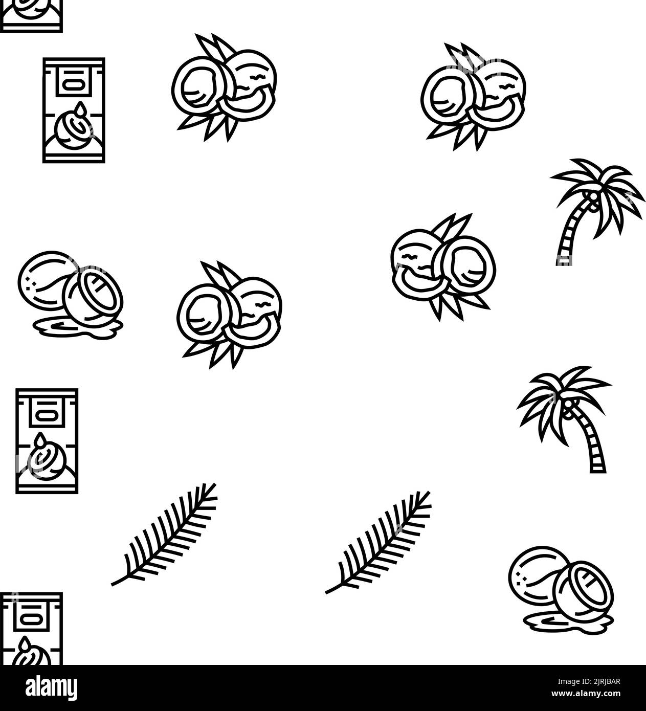 coconut coco fruit fresh white vector seamless pattern Stock Vector ...