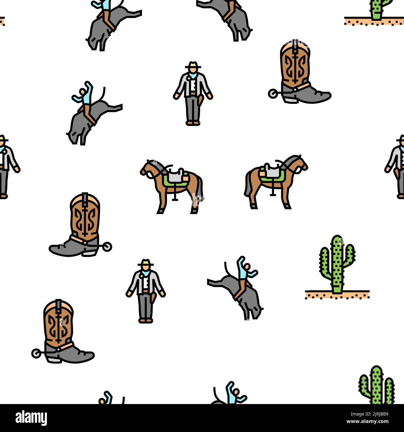 Western Cowboy And Sheriff Man vector seamless pattern Stock Vector ...