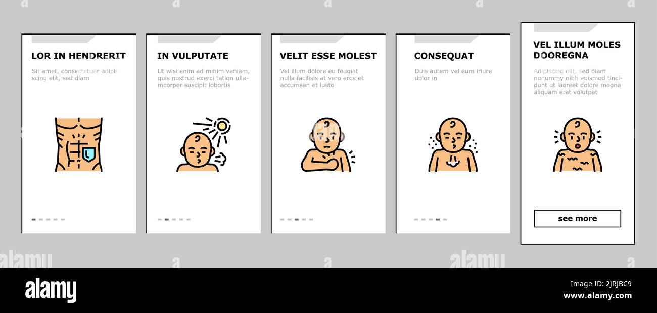 Reflex Of Human Neurology System onboarding icons set vector Stock ...