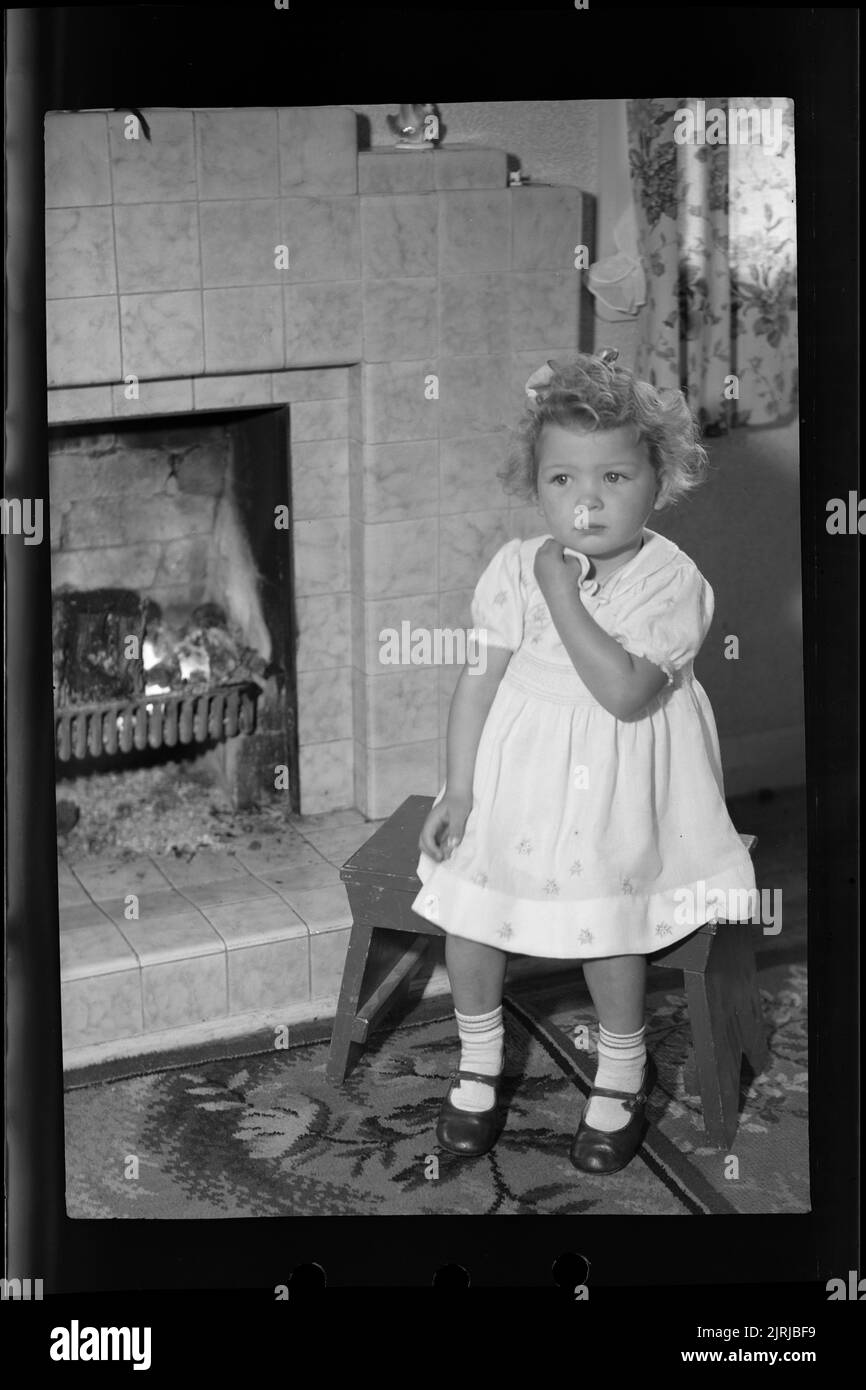 Mrs Mitchell and child, Rimu Street, 1951-1957, Wellington, by J.W ...