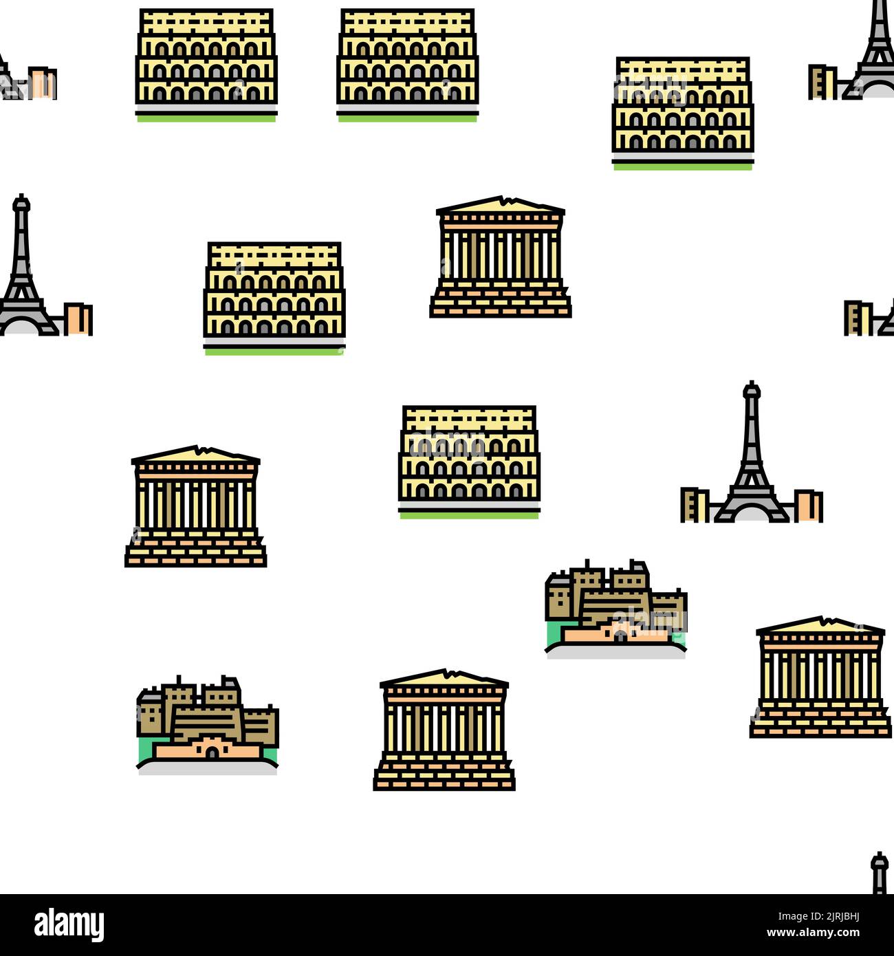 Europe Monument Construction vector seamless pattern Stock Vector Image ...