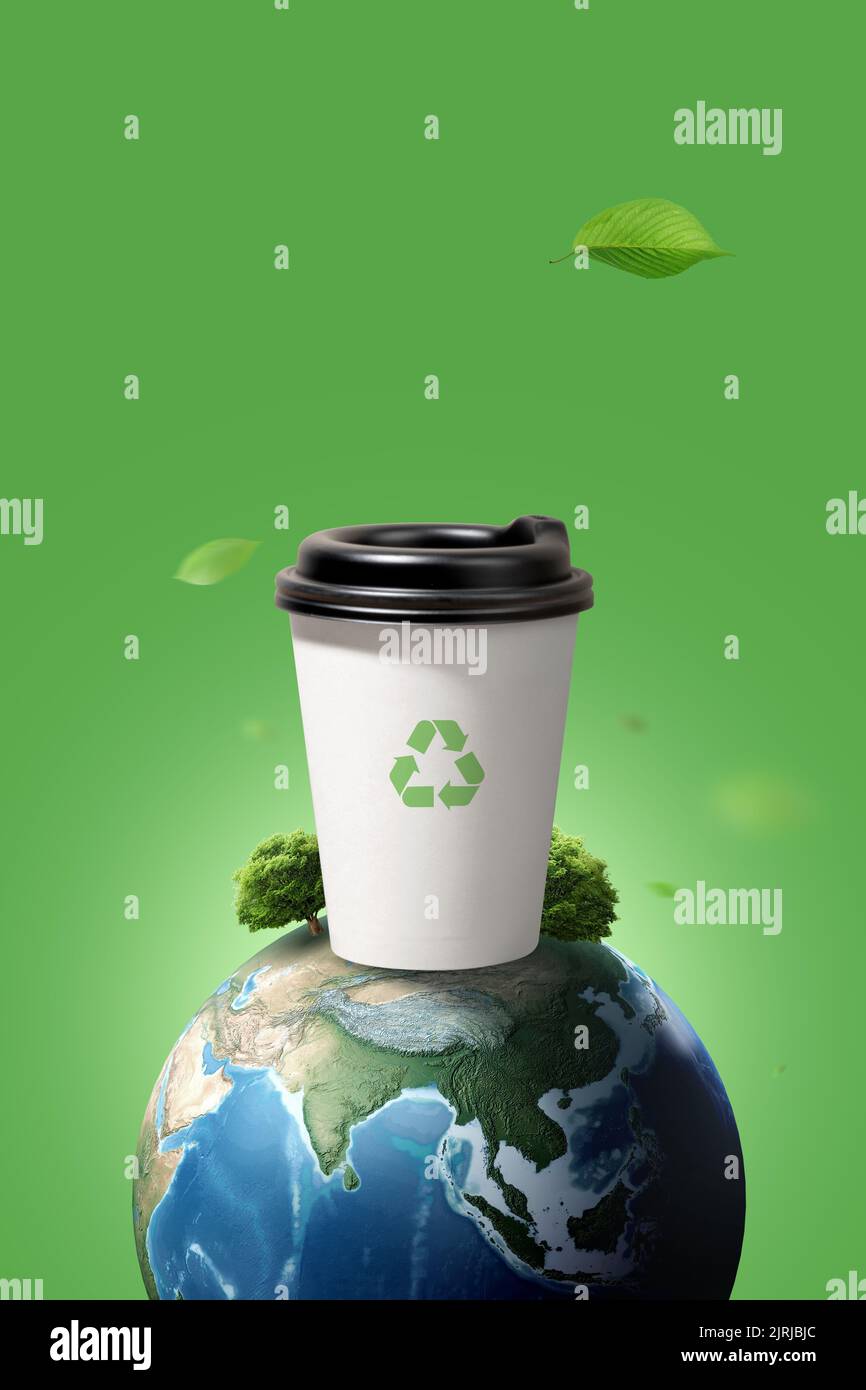 zero waste campaign no plastic recycle graphic poster Stock Photo - Alamy
