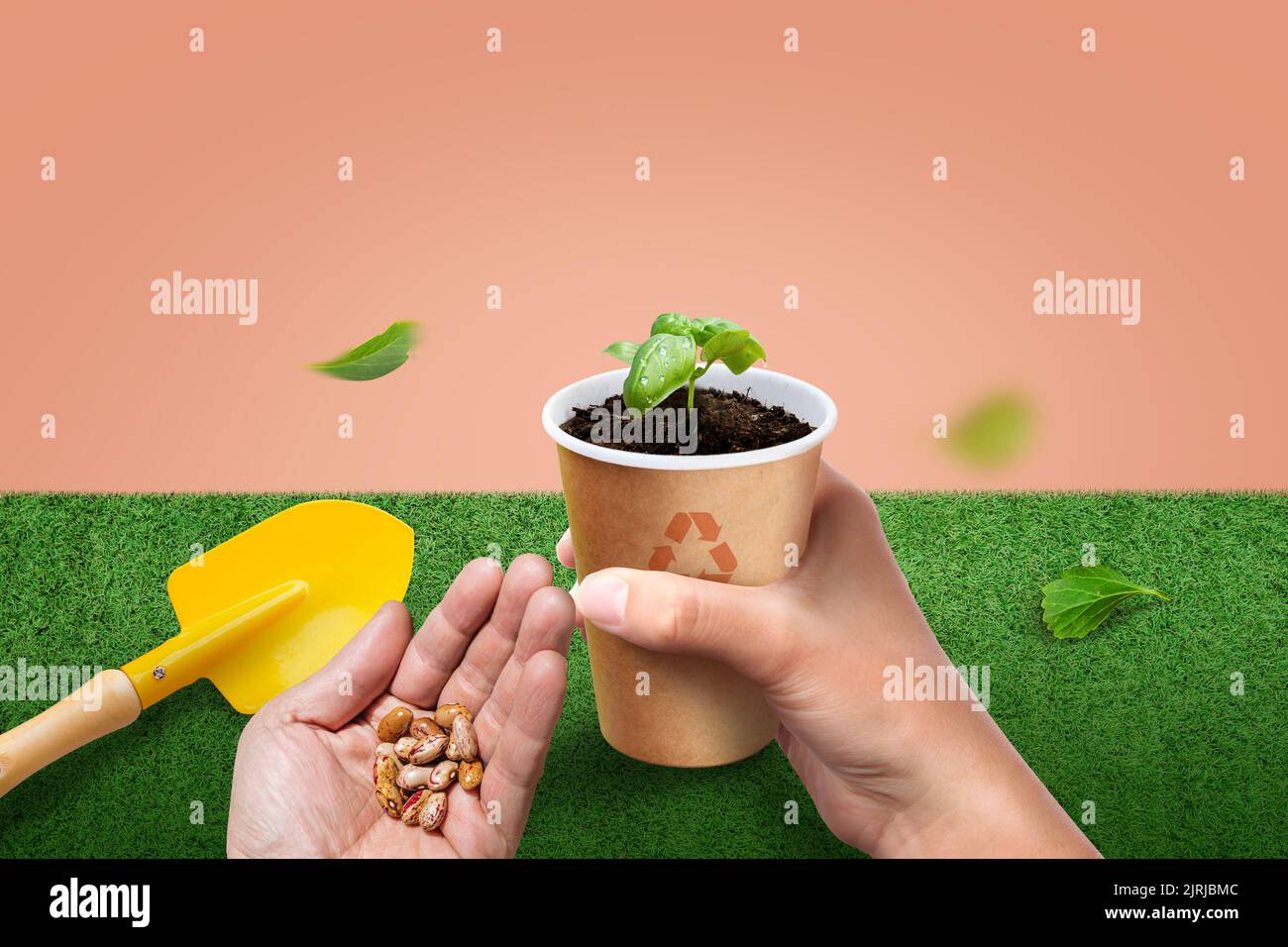 zero waste campaign no plastic recycle graphic poster Stock Photo - Alamy