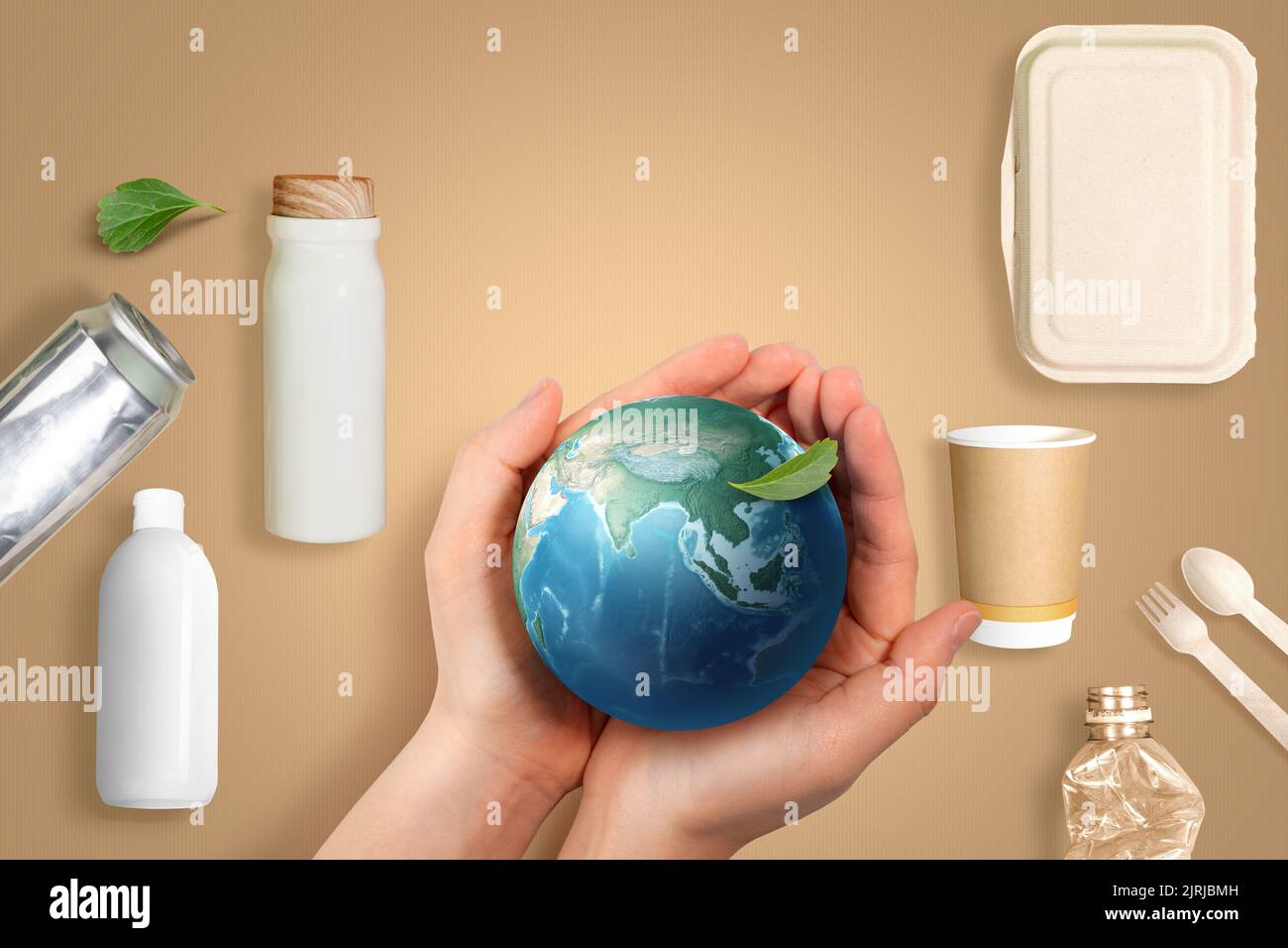 zero waste campaign no plastic recycle graphic poster Stock Photo - Alamy