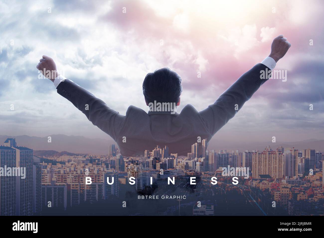 double exposure style professional business graphic poster cheering up ...