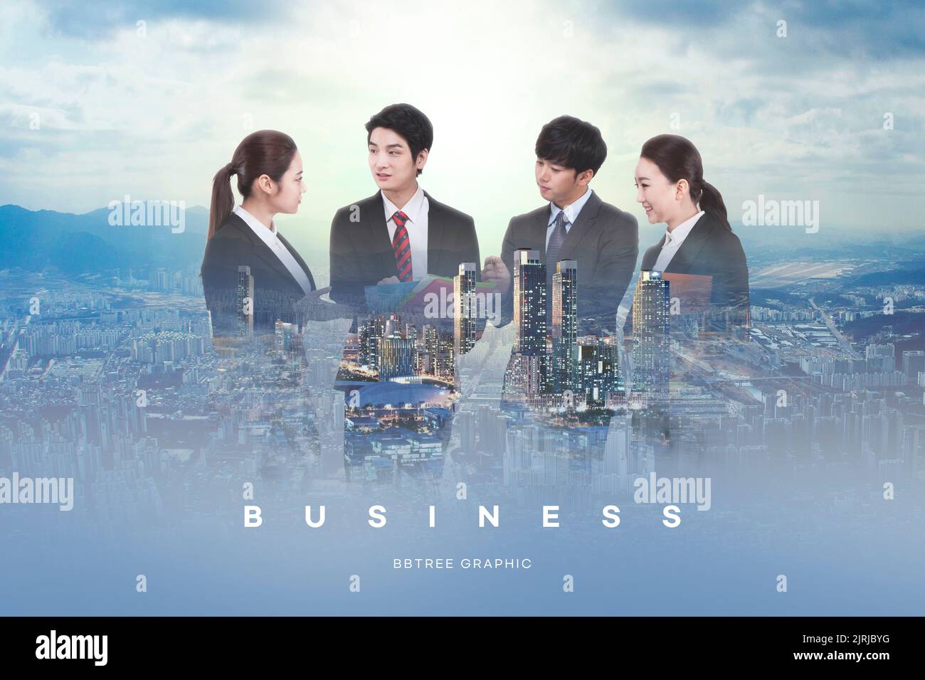 double exposure style professional business graphic poster businiss ...