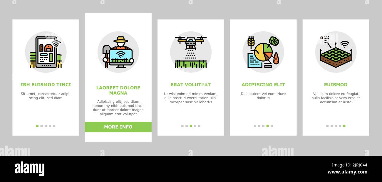 farm smart agriculture farmer onboarding icons set vector Stock Vector ...