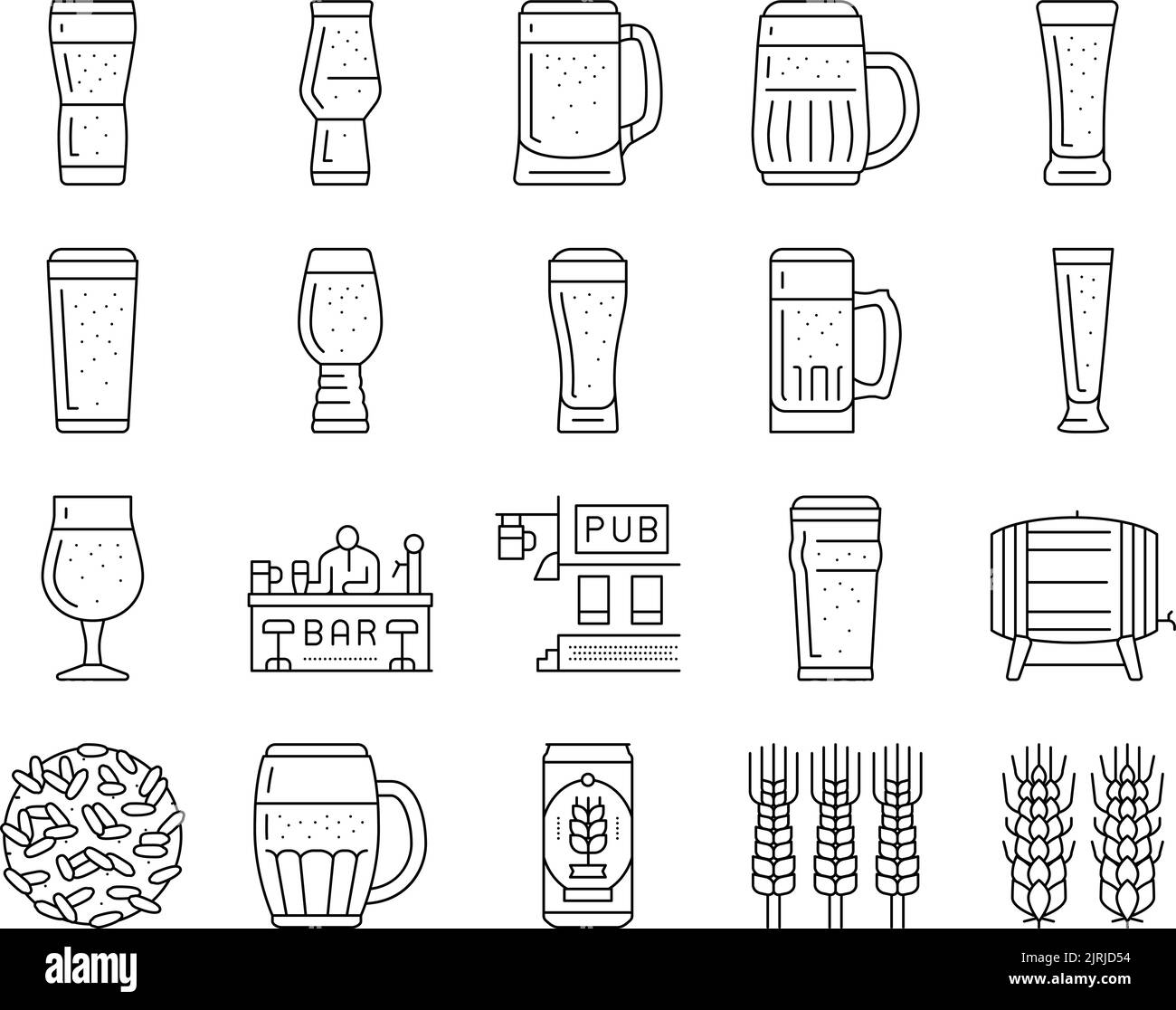 glass beer mug pint bar drink icons set vector Stock Vector Image & Art ...