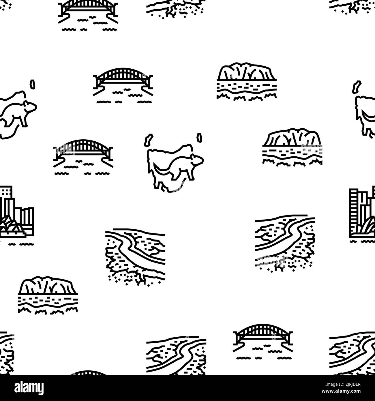 Australia Continent Landscape vector seamless pattern Stock Vector ...