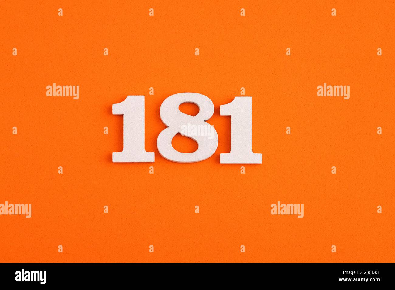 Number 181 - On orange foam rubber background Stock Photo - Alamy