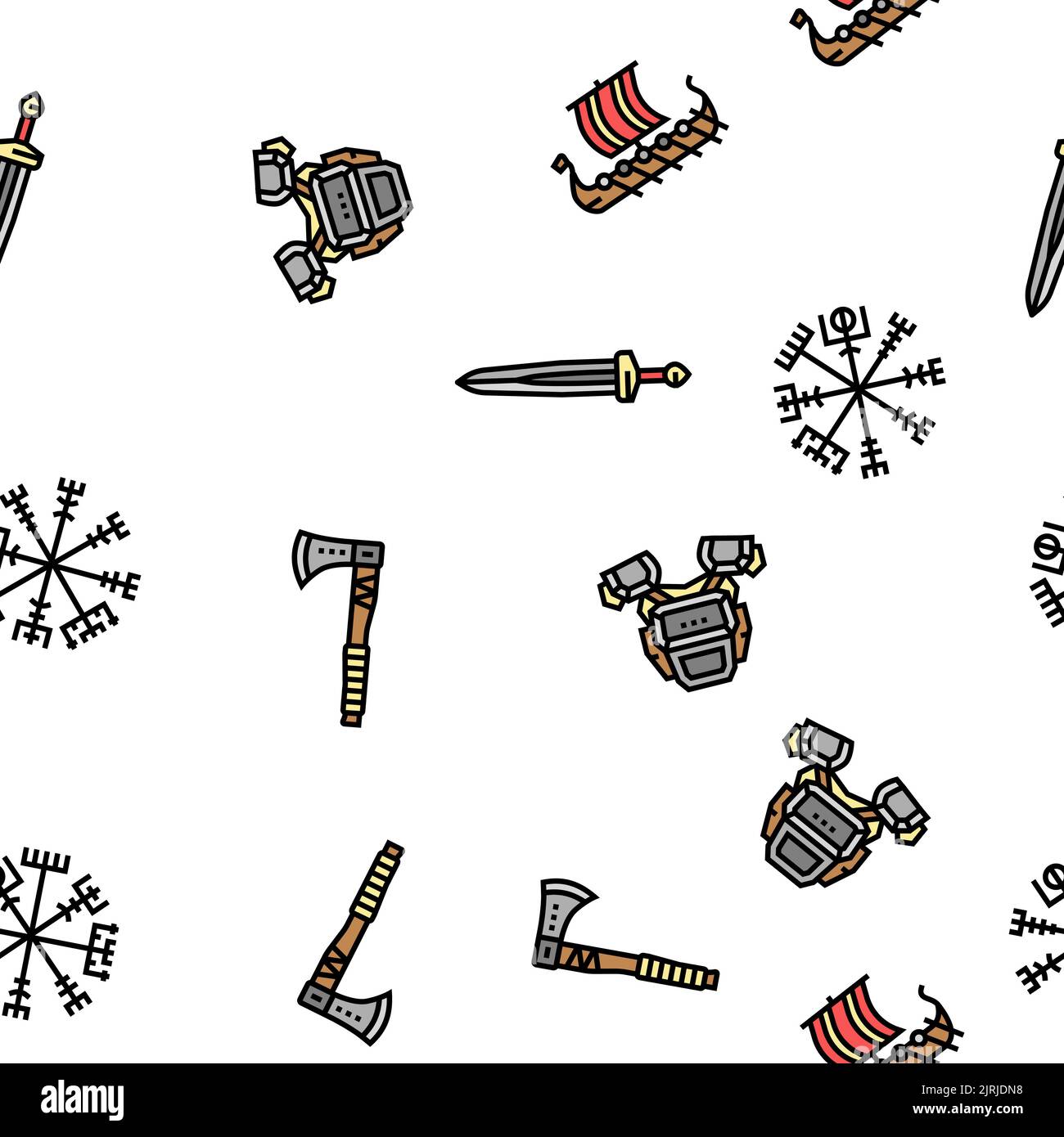 viking medieval norse helmet vector seamless pattern Stock Vector Image ...