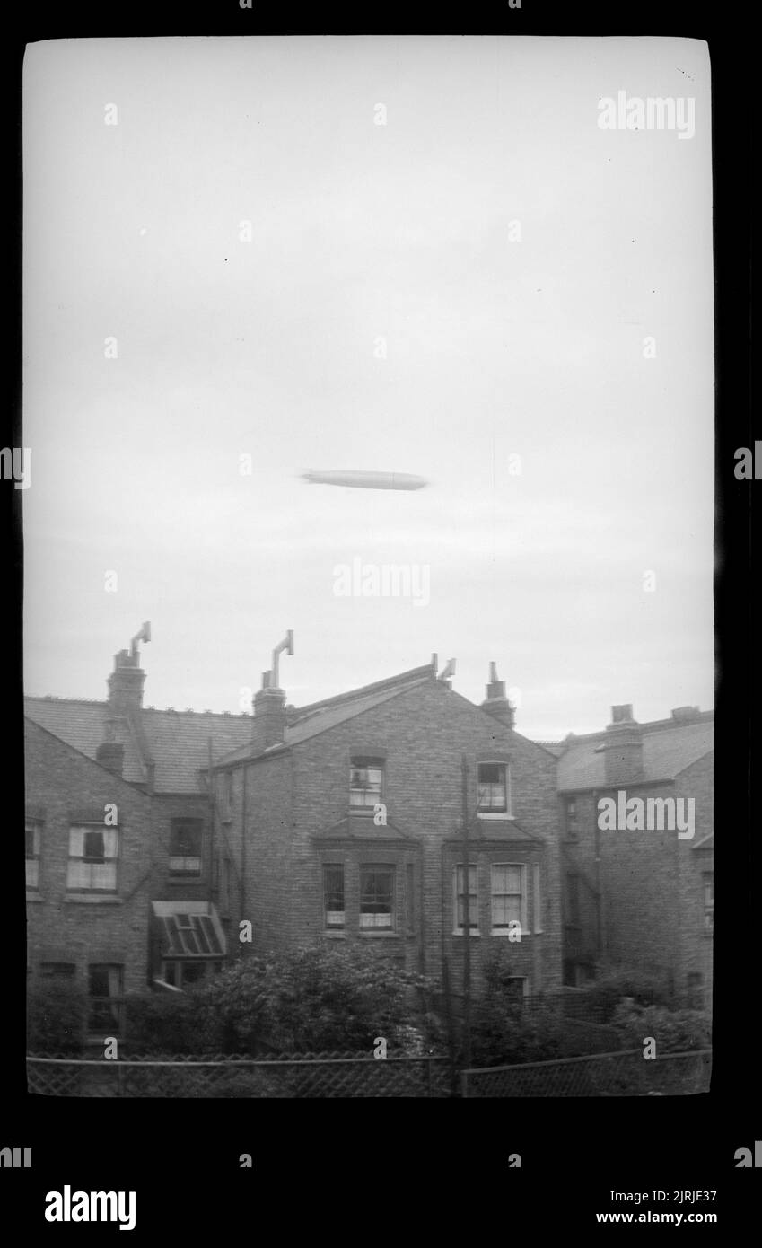 Zeppelin over London, circa 1932, England, by Eric Lee-Johnson Stock ...