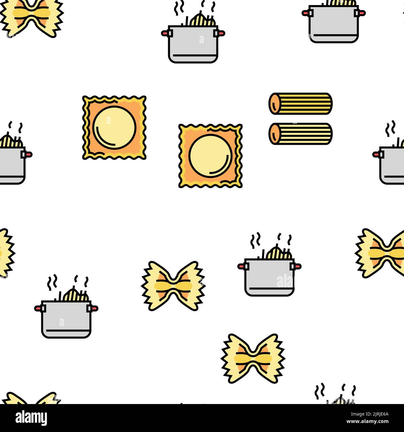 Pasta Delicious Food Meal Cooking vector seamless pattern Stock Vector ...