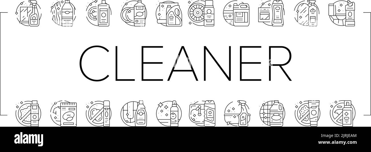 cleaner clean detergent wash hand icons set vector Stock Vector Image ...