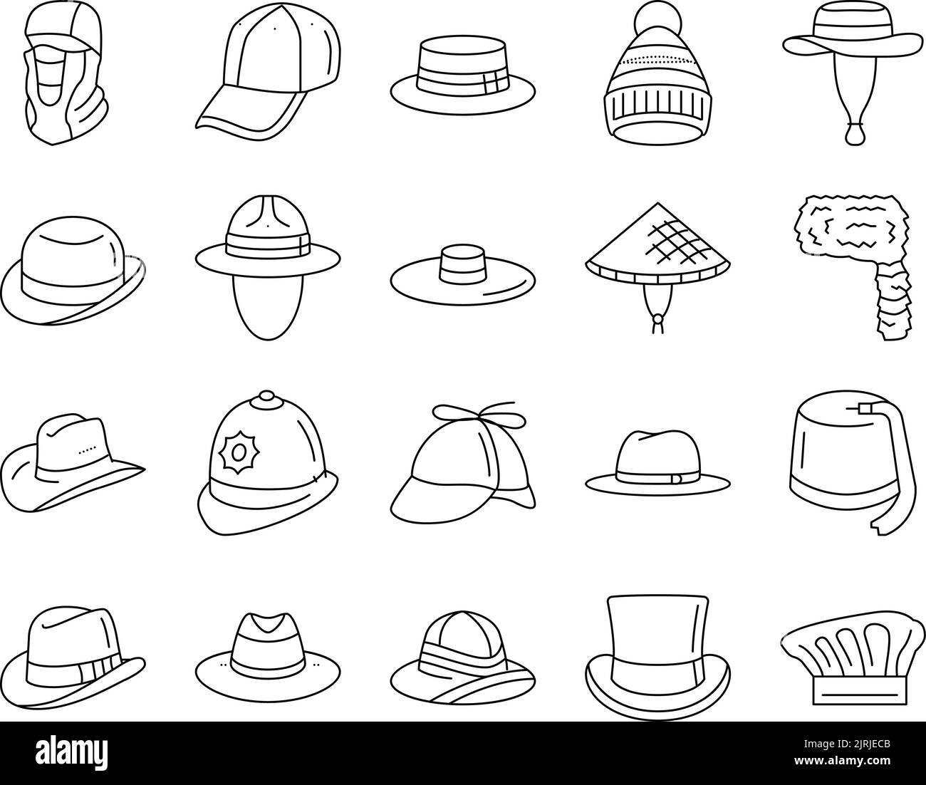 hat cap head man safety fashion icons set vector Stock Vector Image ...