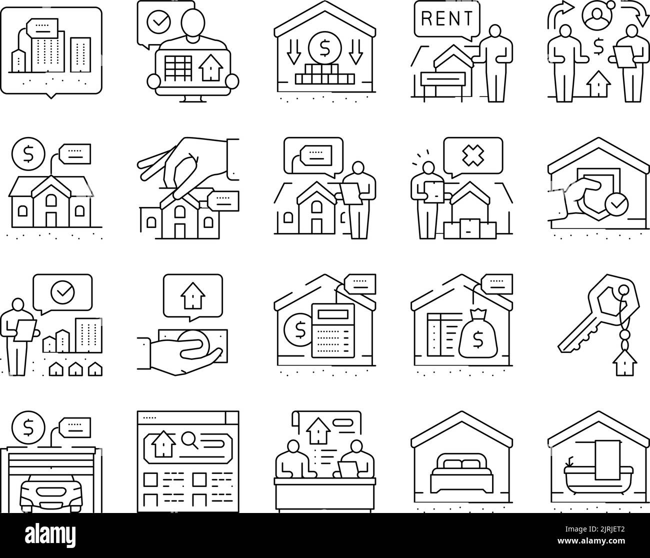 property estate home house real icons set vector Stock Vector Image ...