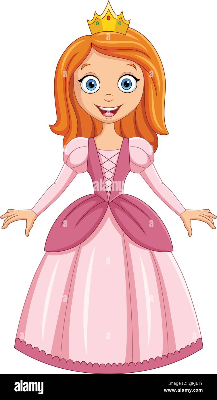 Cartoon happy princess in pink dress Stock Vector Image & Art - Alamy